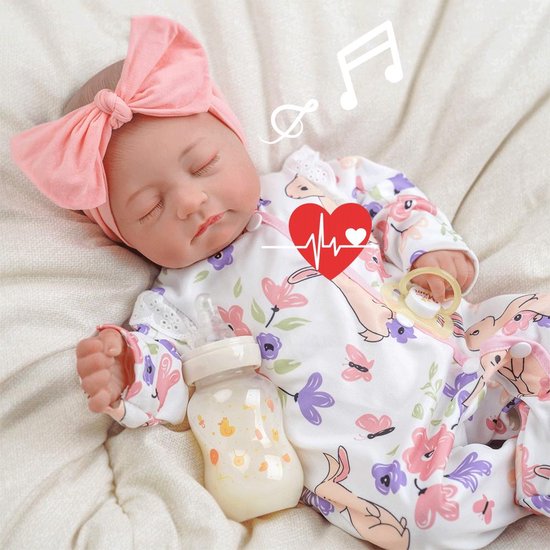 Reborn baby pop 'Katie' - 50 cm - Met hartslag en gebrabbel - Soft ...