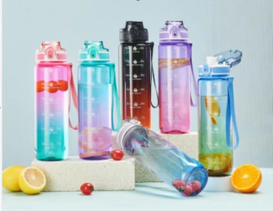 32oz motiverende waterflessen met tijdmarkering en fruitzeef ...