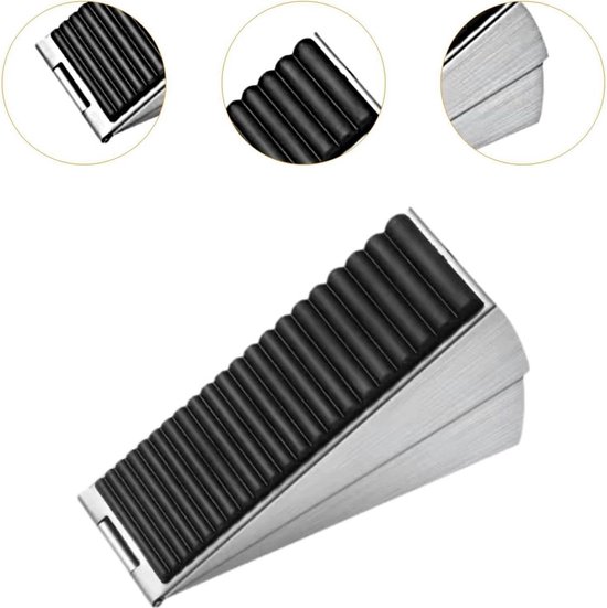 Robuuste roestvrijstalen deurwig - Metalen deurstop - Dempende bumper ...