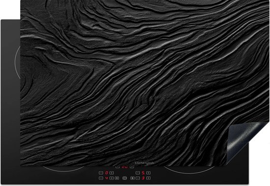 KitchenYeah® Inductie beschermer 74x48 cm - Zwart - Abstract - Hout ...