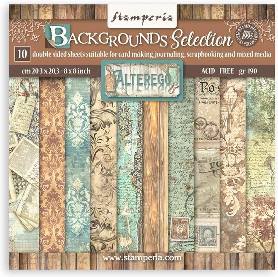Stamperia - Alterego 8x8 Inch Paper Pack Maxi Backgrounds Selection (SBBS117) | bol