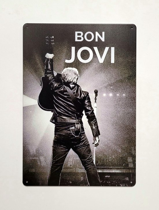 Bon Jovi op podium Reclamebord van metaal METALEN-WANDBORD - MUURPLAAT - VINTAGE -... | bol