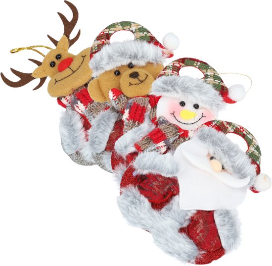 Kerstpoppen set - Kerstman, Sneeuwman, Rendier en Beer! - Kerstpoppen ...