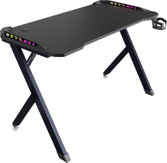 Vitallium Gaming Tafel 120x60x75 cm RGB LED Licht Carbon Fiber ...