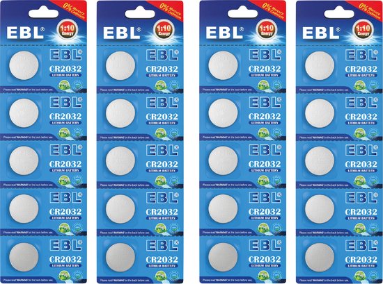 EBL 20-Pack CR2032 Knoopcel Batterij - Lithium 3v CR2032 | bol
