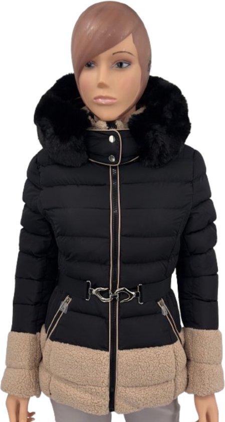 Wulux® - Dames Jas - Dames Winterjas - Korte Model - Getailleerde Pasvorm - Zwart - Maat M | bol
