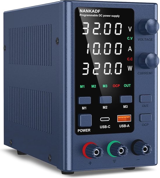Laboratoriumvoeding DC geregelde voeding 0-30 V 0-10 A met LED-display ...