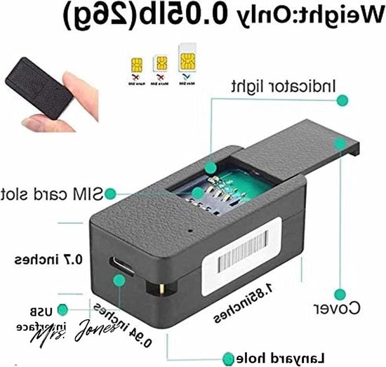 Mrs. Jones Mini GPS tracker zonder abonnement intelligent alarm real ...