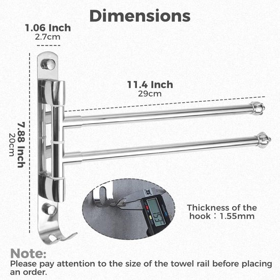 30CM Draaibaar Handdoekenrek voor Wandmontage in Keuken en Badkamer - Ruimtebesparend... | bol