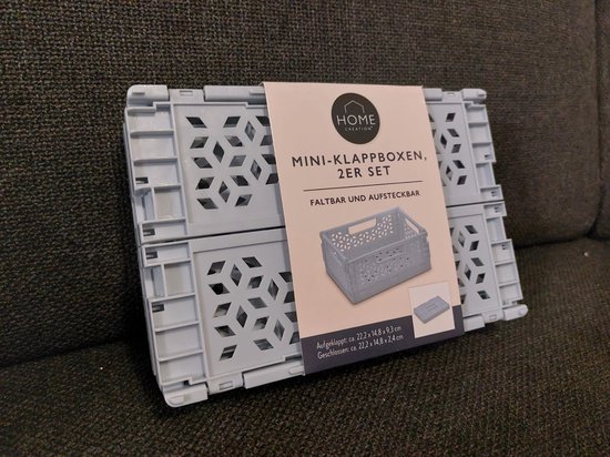 Mini Inklapmandjes Blauw - Set van 2 | 22 x 15 x 9.5 cm - Opklapbare ...