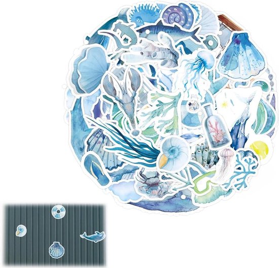 Stickers met zeedieren en zeeschildpadden - 50 vellen vinylstickers - schelpstickers -... | bol