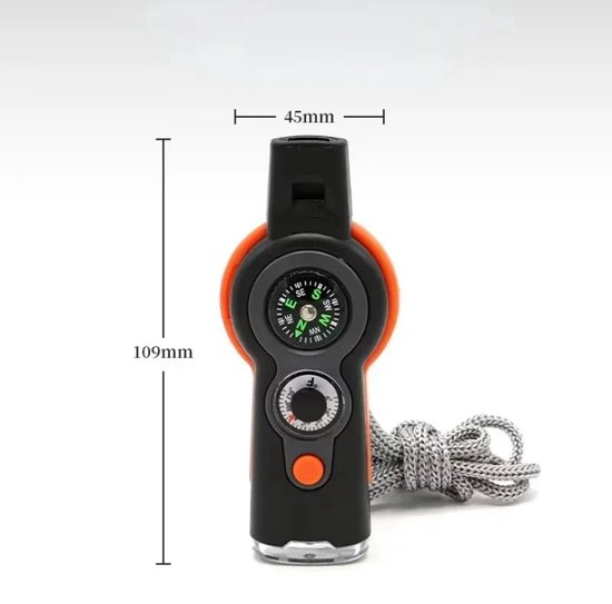 7-in-1 Overlevingsfluitje Noodhulp – Fluit, Kompas, Thermometer ...