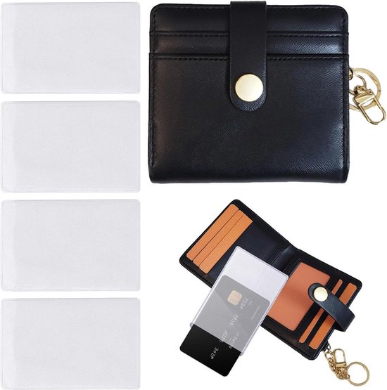 Mini-portemonnee met 4 transparante kaartsleuven - korte portemonnee ...