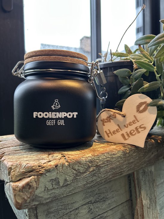 Creaties van Hier - Luxe Spaarpot met houten hartje - Fooienpot - Glas ...