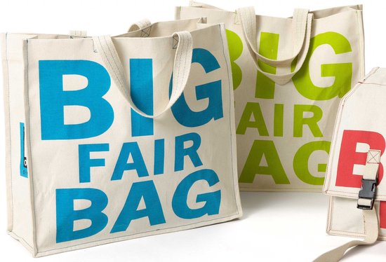 Shopper Big Fair Bag canvas groen - 40x40x14 cm | bol