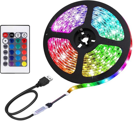 oCreon 3 Meter LED Strip USB met 24 Toetsen Afstandsbediening - TV ...