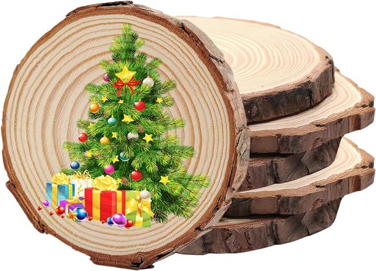 Houten schijven voor knutselen - 6 stuks ronde boomschijven - zonder ...