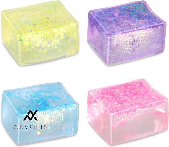 Nevolis Glitter Ice Cube Stress Ball Colorful Ice Cube Shape Fidget Toy ...