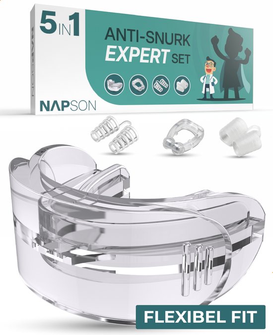Napson® Anti Snurk Set 5 in 1 - Snurkbeugel Flexibel - Neusspreider en ...