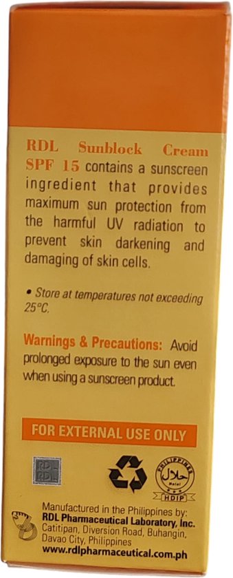 RDL Sunblock Cream SPF 15 / 25ml | bol