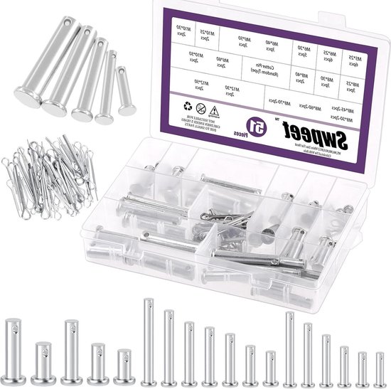 Verzinkte Clevis Pins Assortiment Kit - 51 Stks - M5 M6 M8 M10 M12 ...