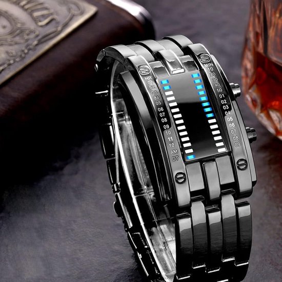Binary Blue LED Digital Watch Heren Dames - Classic Modieus Future Technology Binary... | bol