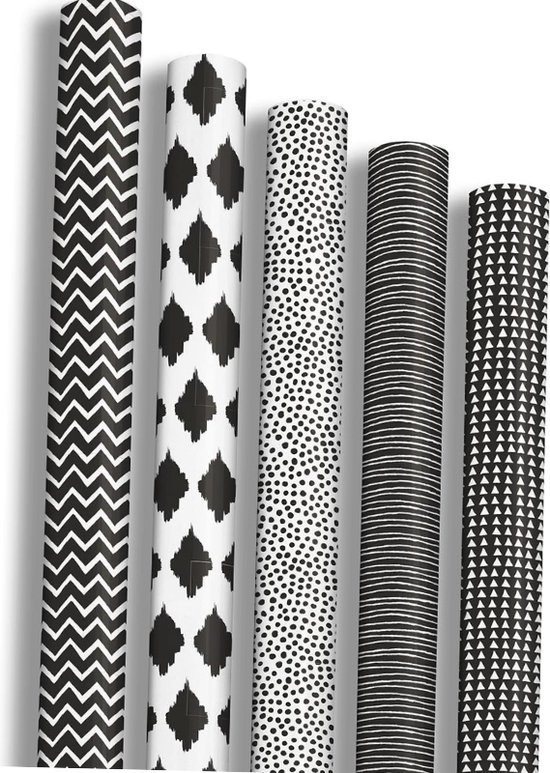 Inpakpapier Rol Zwart Wit Design 70 cm x 2 m 60 g/m² 12 Rollen | bol