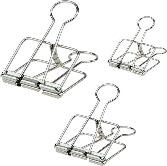 Papierklem Zilver, 3 maten S, M, XL - 3 Papier Klemmen - Binderclip ...