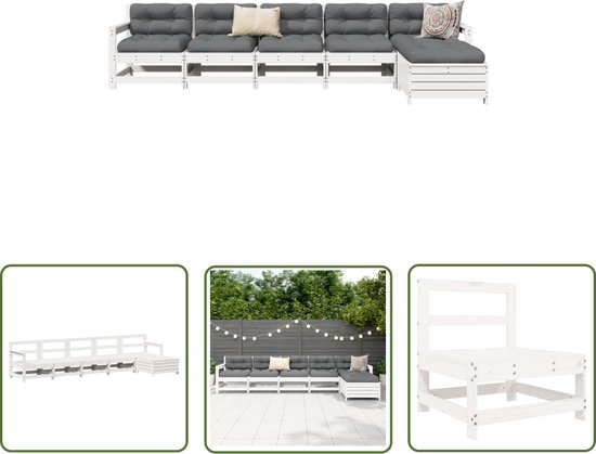 vidaXL Tuinlounge - Loungeset - 6-delige Loungeset massief grenenhout ...