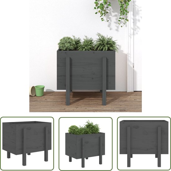 The Living Store Houten Plantenbak Grijs 62x50x57 cm - Massief Grenenhout - Montage... | bol