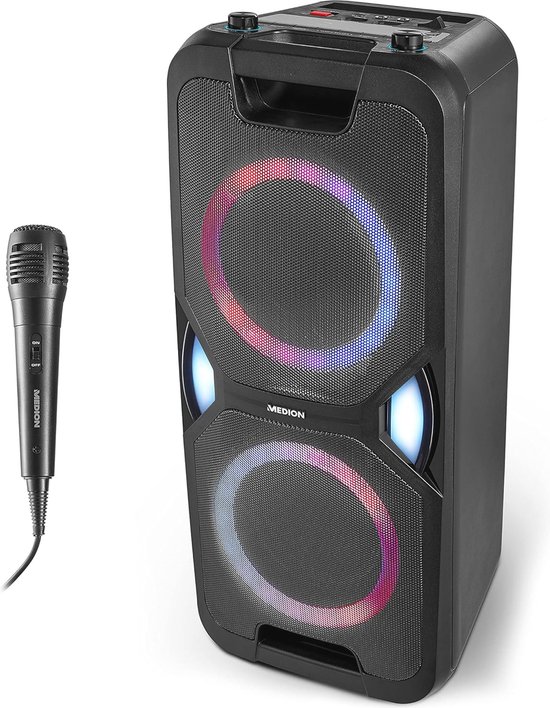 Party Geluidsysteem met Microfoon en Bluetooth - Draadloze Karaoke Speakers met LED... | bol