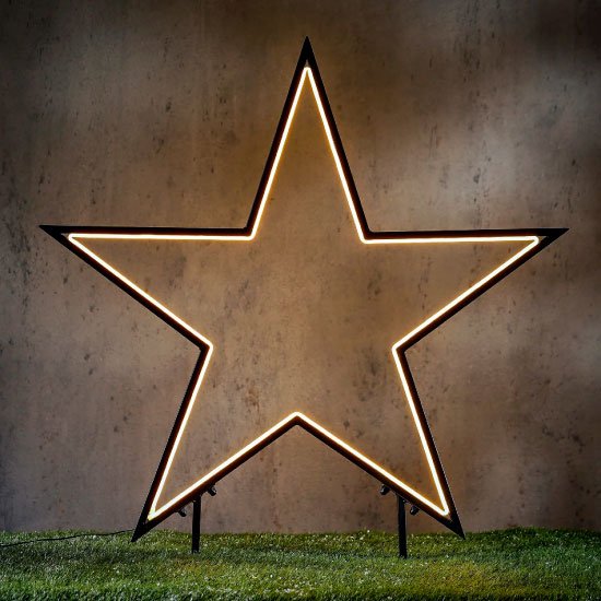 Luca Lighting Tuinsteker Neon Star 73cm LED Warm Wit - Zwart | bol