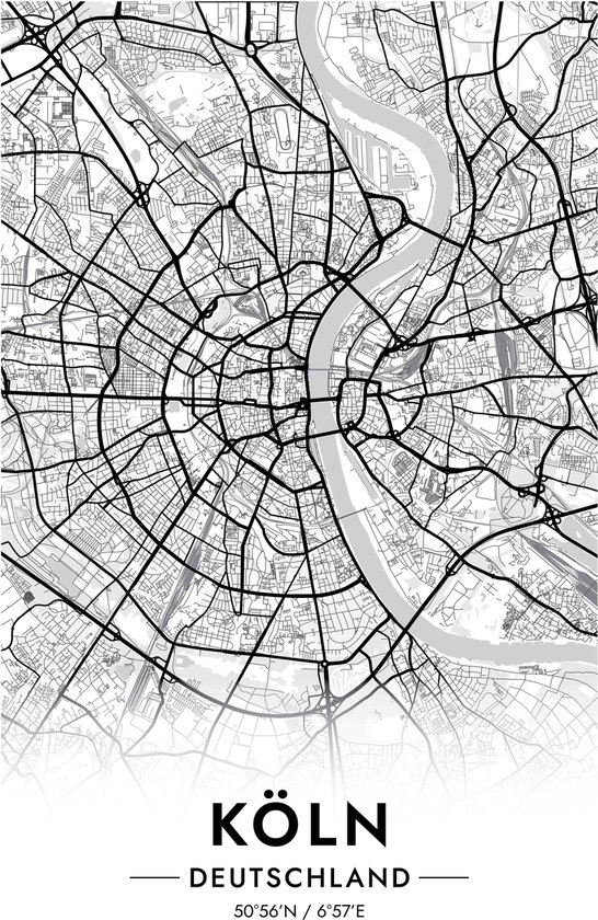 Köln Poster | Duitsland Poster | Wit Poster | Map Poster | Köln Map Poster | City Map... | bol