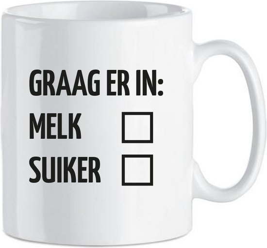 Keramische mok met tekst - Graag er in melk of suiker - inhoud 300ml ...