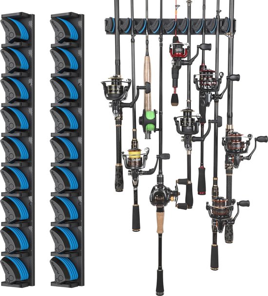 Verticale Hengel Houder - Wandmontage Hengel Rack voor Tot 18 Staven | bol