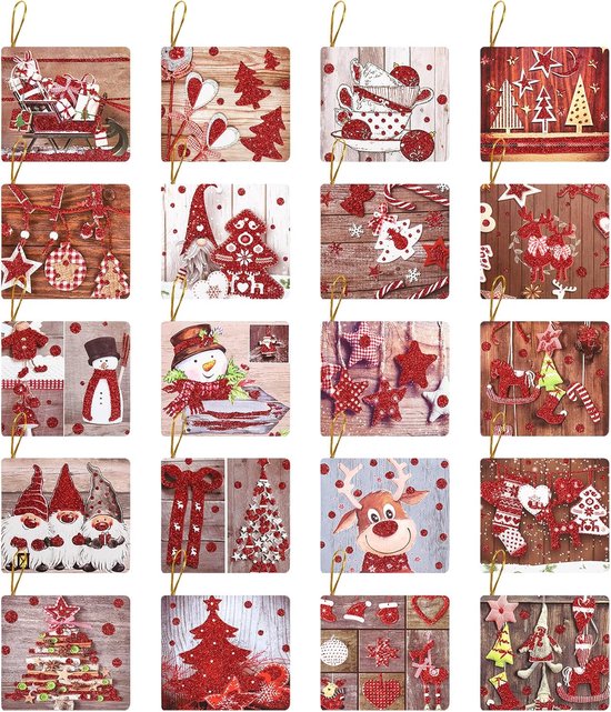 Mini - kerstkaarten met koord - gesorteerde mini - kerstwenskaarten ...