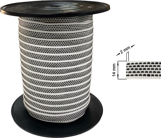 14 mm optrekband voor rolluik of zonwering op rol - zwart/wit | bol