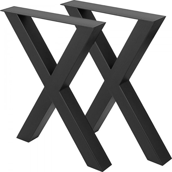 Tafelpoot Tafelpoten 23.6”X28.3” 2PC Table Leg X-Style Black Steel ...