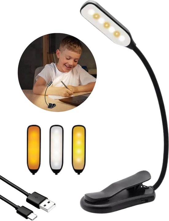 XEMM® Leeslampje voor boek - met klem - voor in bed - Bedlampje - USB ...