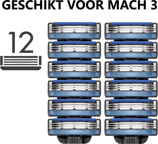 12 Stuks Scheermesjes - Geschikt voor Gillette Mach 3 - Geschikt voor ...