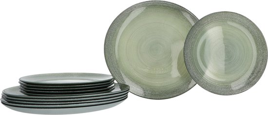 6-persoons Green Jem Servies Glas - 12 delig Servies - Groen | bol
