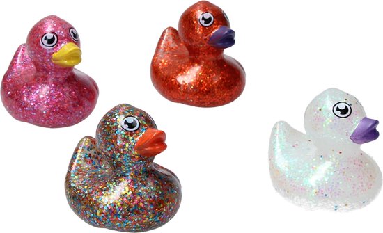 Badeendjes Glitter - Bad speeltje - 4 stuks - 5,5 cm | bol