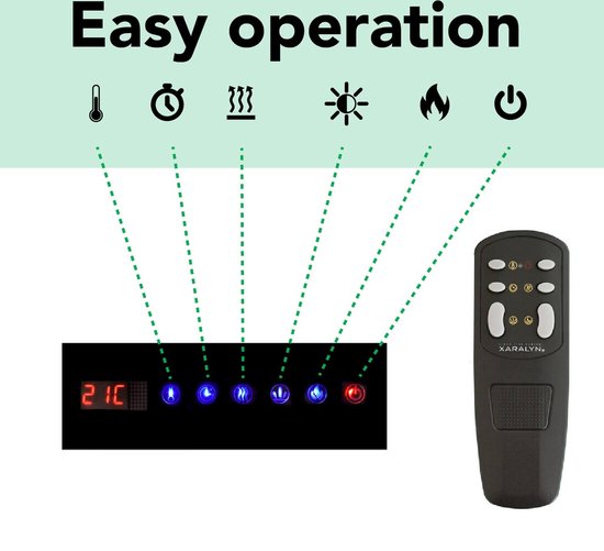 Xaralyn Trivero 240 elektrische wandhaard - Zwart glas - 241 cm breed ...