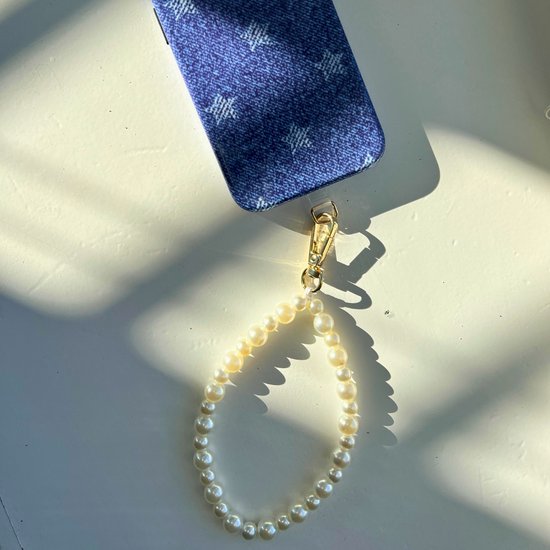 Ronde parel telefoonketting met universele telefoonhouder | ca. 30 cm ...