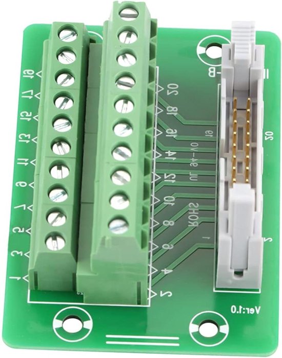 20-pins pin header klemmenblok breakout board met beugel voor PLC-DIN ...