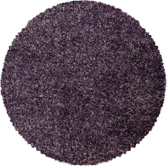 Rond Hoogpolig Vloerkleed | Tapijt | Shaggy | Enjoy | Lila | 120x120 cm ...