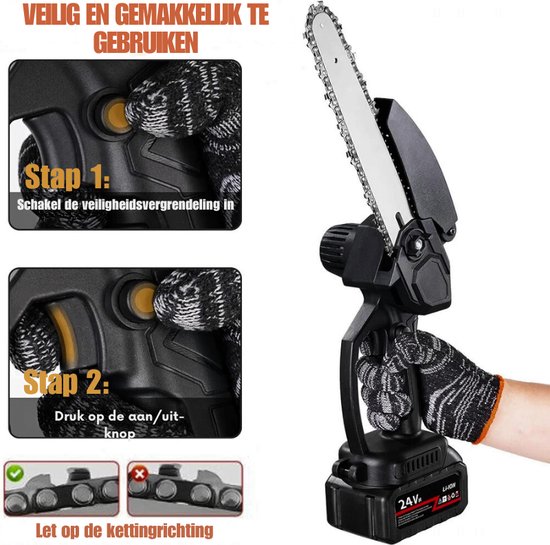 8 Inch Mini-Kettingzaag Met Accu – Elektrische Mini-Kettingzaag 20 W ...