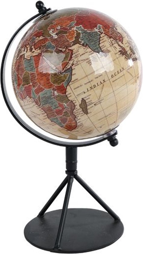 Wereldbol educatief speelgoed beige zwart mango 12,5x15x27cm karton ...