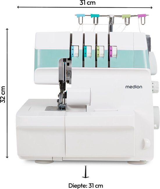 MEDION overlock naaimachine SO90 (elektrisch, 90 watt, LED-lampje, one ...