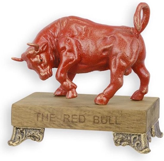 Stier Beeld - The Red Bull - Gietijzer Beeldje - Stier Sculptuur Rood ...
